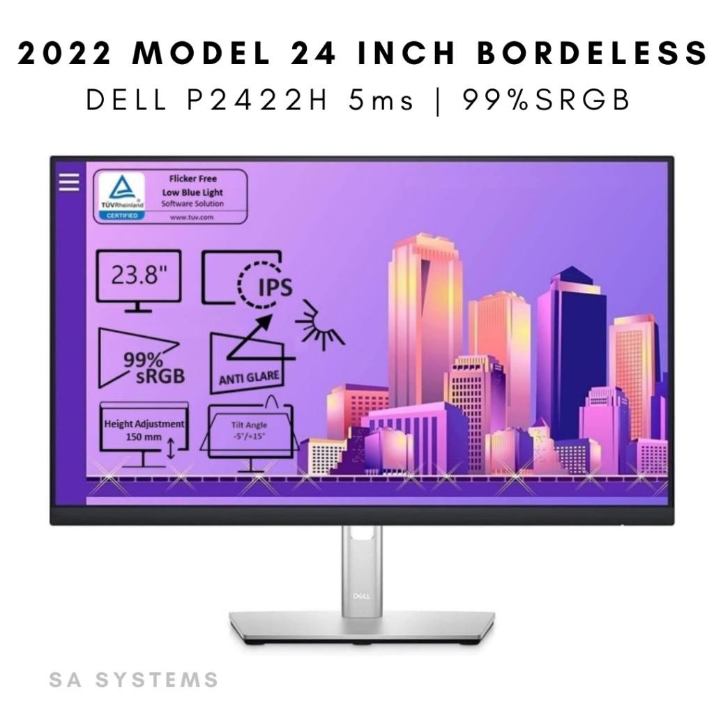DELL P2422H 24 INCH BORDERLESS BRIGHT DISPLAY MONITOR | HDMI | DP | VGA ...